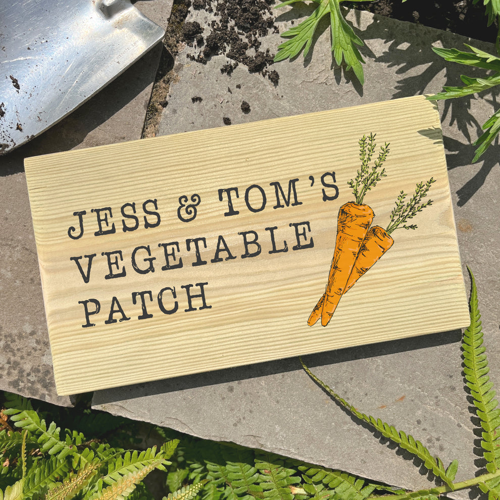Personalised Wooden Vegetable Patch Sign – Slice of Pie Designs